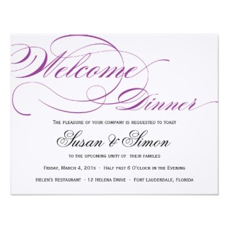 Elegant Script Welcome Dinner Invitation Purple Invitation Card