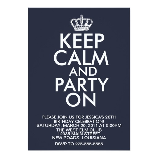 Sale 50% off on Keep Calm Birthday Invitation Card - LadyPrints
