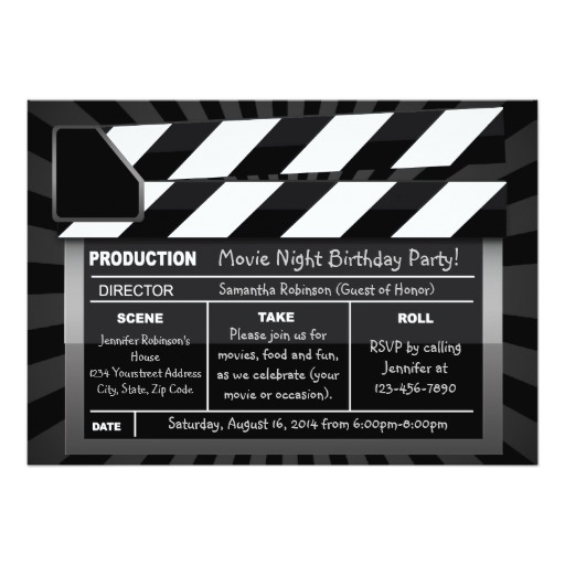 Sale 50% off on Movie Clap Board Custom Party Invitation Card - LadyPrints