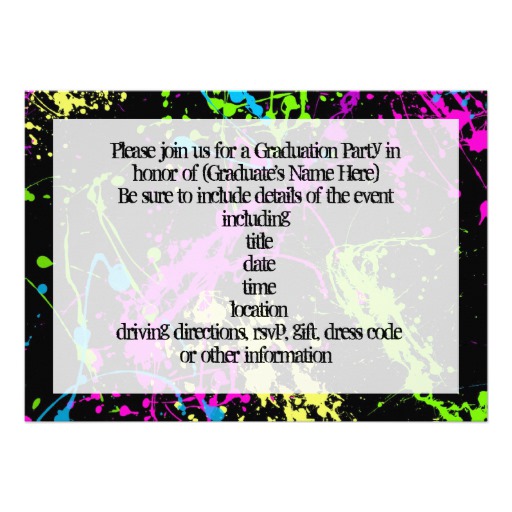 Sale 50% off on Paint Splatter Photo Graduation Party Invitation Card ...