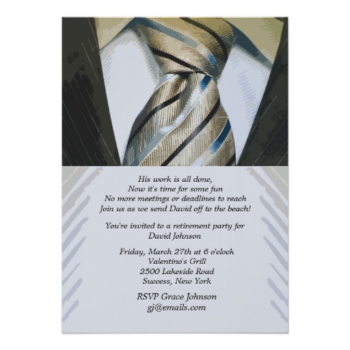 Sale 50% off on Suit And Tie Retirement Invitation Card - LadyPrints