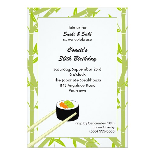 Sale 50% off on Sushi Birthday Invitation Card - LadyPrints