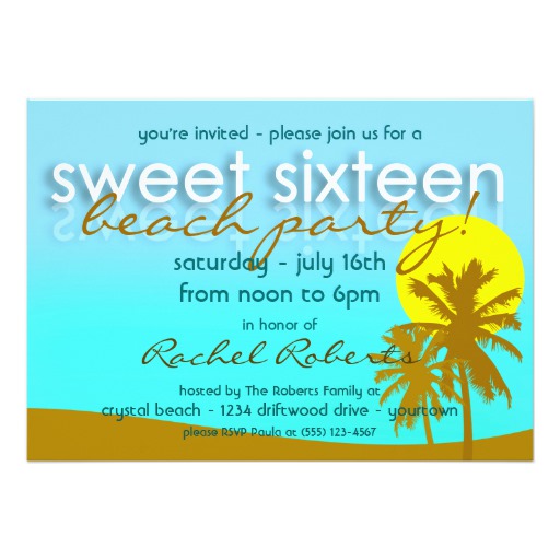 Sale 50% off on Sweet Sixteen Beach Party Invitation Card - LadyPrints