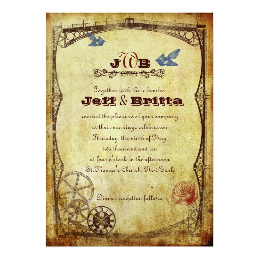 Sale 50% off on Victorian Steampunk Wedding Invitation Card - LadyPrints