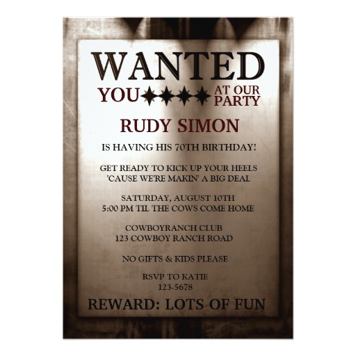 Sale 50% off on Sheriff's Wanted Poster Invitations - LadyPrints
