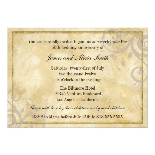 Sale 50% off on Vintage Parchment Anniversary Invitation - LadyPrints