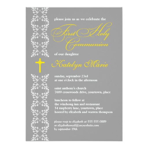 Sale 50% off on Baroque Gray Strip First Holy Communion Card - LadyPrints