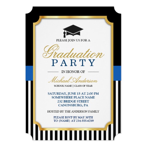 Sale 50% off on Class of 2018 Graduation Party Gold Ticket Stripes Card ...