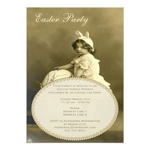 Sale 50% off on Cute Victorian Bunny Girl & Egg Easter Party Card ...