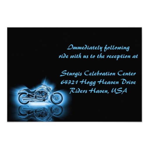 Sale 50% off on Electric Blue Motorcycle Wedding Reception Card ...