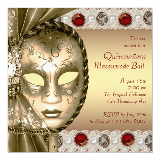 Sale 50% off on Elegant Red and Gold Masquerade Party Card - LadyPrints