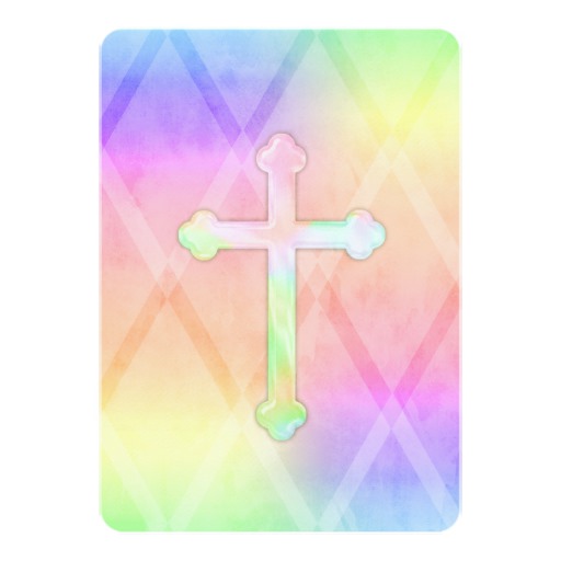 Sale 50% off on First Communion Watercolor Cross Rainbow Card - LadyPrints