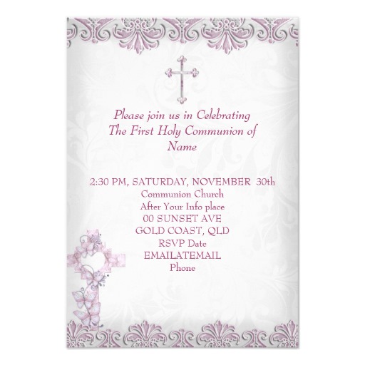 Sale 50% off on First Holy Communion 1st Cross Girls Damask Pink Card ...