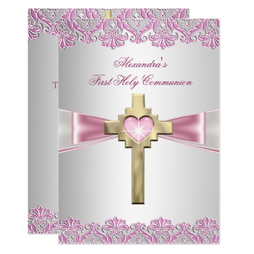 Sale 50% off on First Holy Communion 1st Gold Cross Girls Pink Card ...