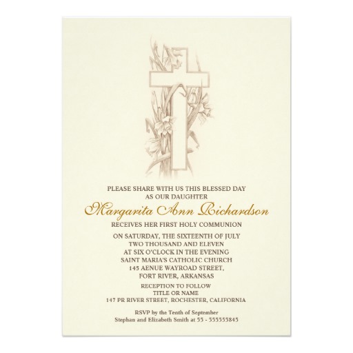 Sale 50% Off | First Holy Communion Invitation - elegant cross - LadyPrints