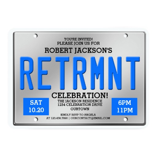Sale 50% off on License Plate Retirement Party Invitations - LadyPrints