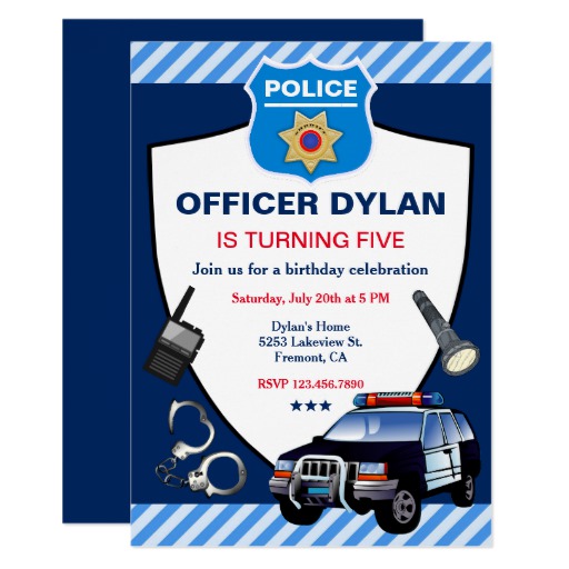 Sale 50% off on Police Officer Kids Birthday Party Invitation - LadyPrints