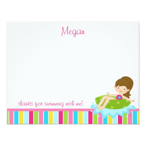 Sale 50% off on Pool Party Thank You Note - Girl Thank You Note Card ...