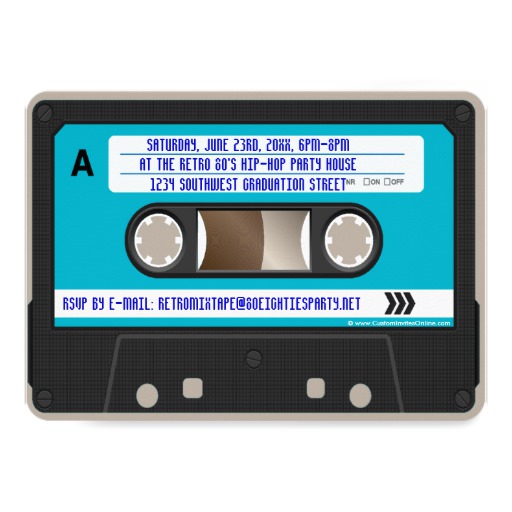 Sale 50% off on Retro 80's Cassette Tape Graduation Party Card - LadyPrints