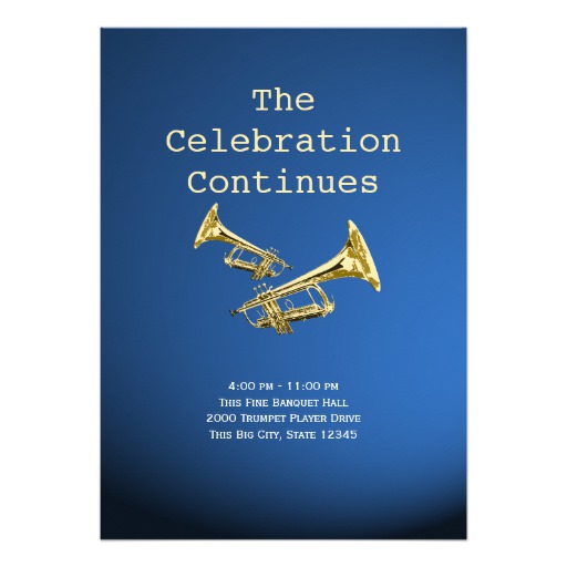 Sale 50% off on Trumpets Music Blue Gold Bar Mitzvah Card - LadyPrints
