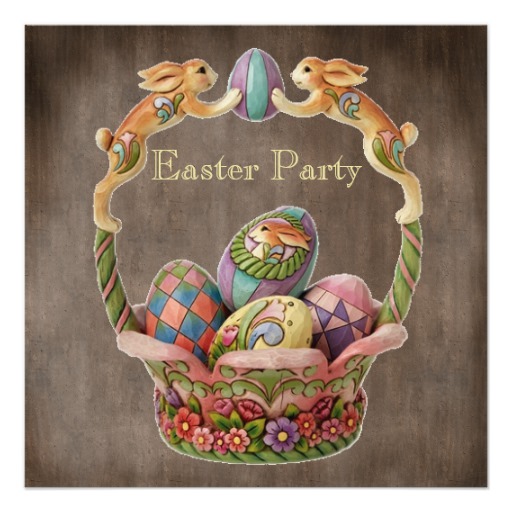 Sale 50% off on Vintage Easter Bunnies & Eggs Easter Party Card ...