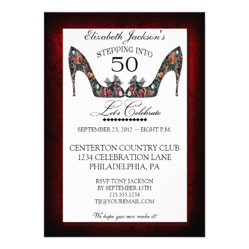 Sale 50% off on Vintage Floral Shoe 50th Birthday Invitation - LadyPrints
