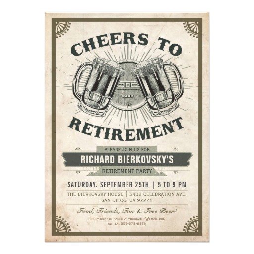 Sale 50% off on Retirement Party Invitation Vintage Cheers & Beer ...